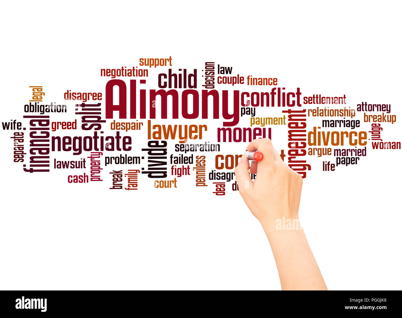 Alimony word cloud and hand writing concept on white background Stock ...