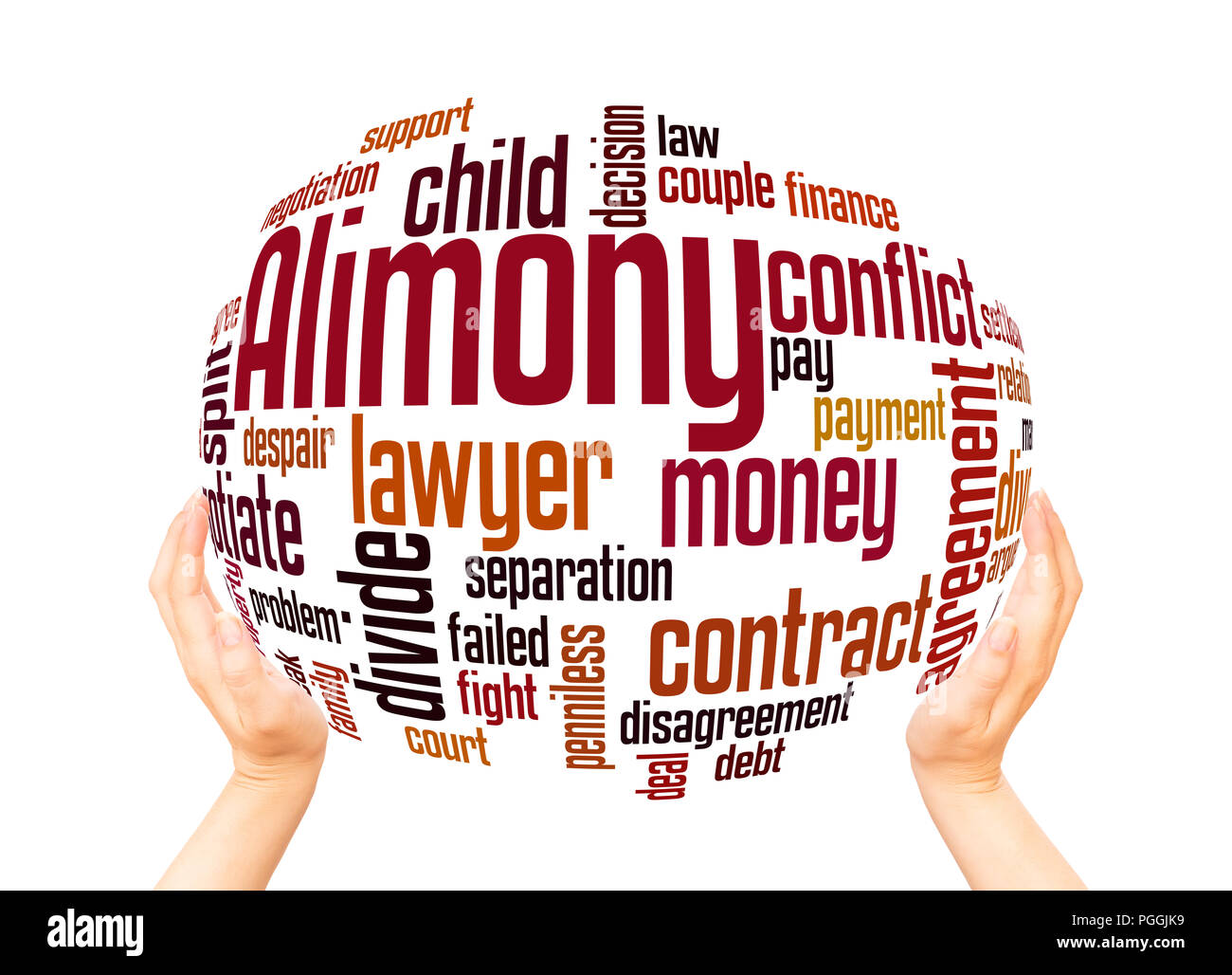 Alimony word cloud sphere concept on white background Stock Photo - Alamy
