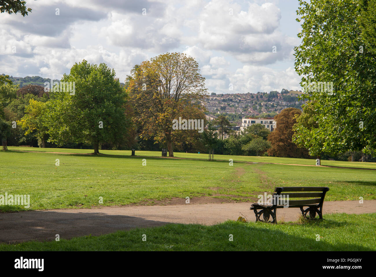 Wooden Bench overlooking Victoria Park Stock Photo - Alamy