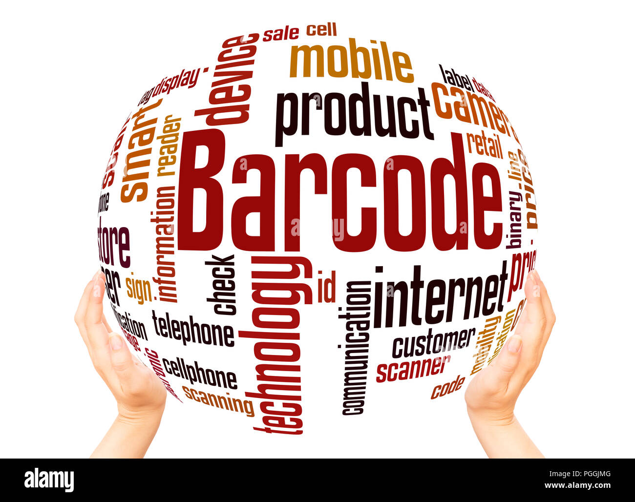 Barcode word cloud sphere concept on white background Stock Photo - Alamy
