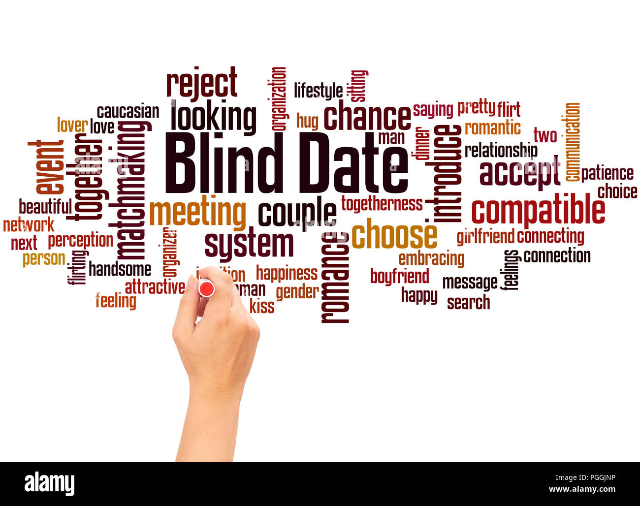 Blind date word cloud and hand writing concept on white background ...