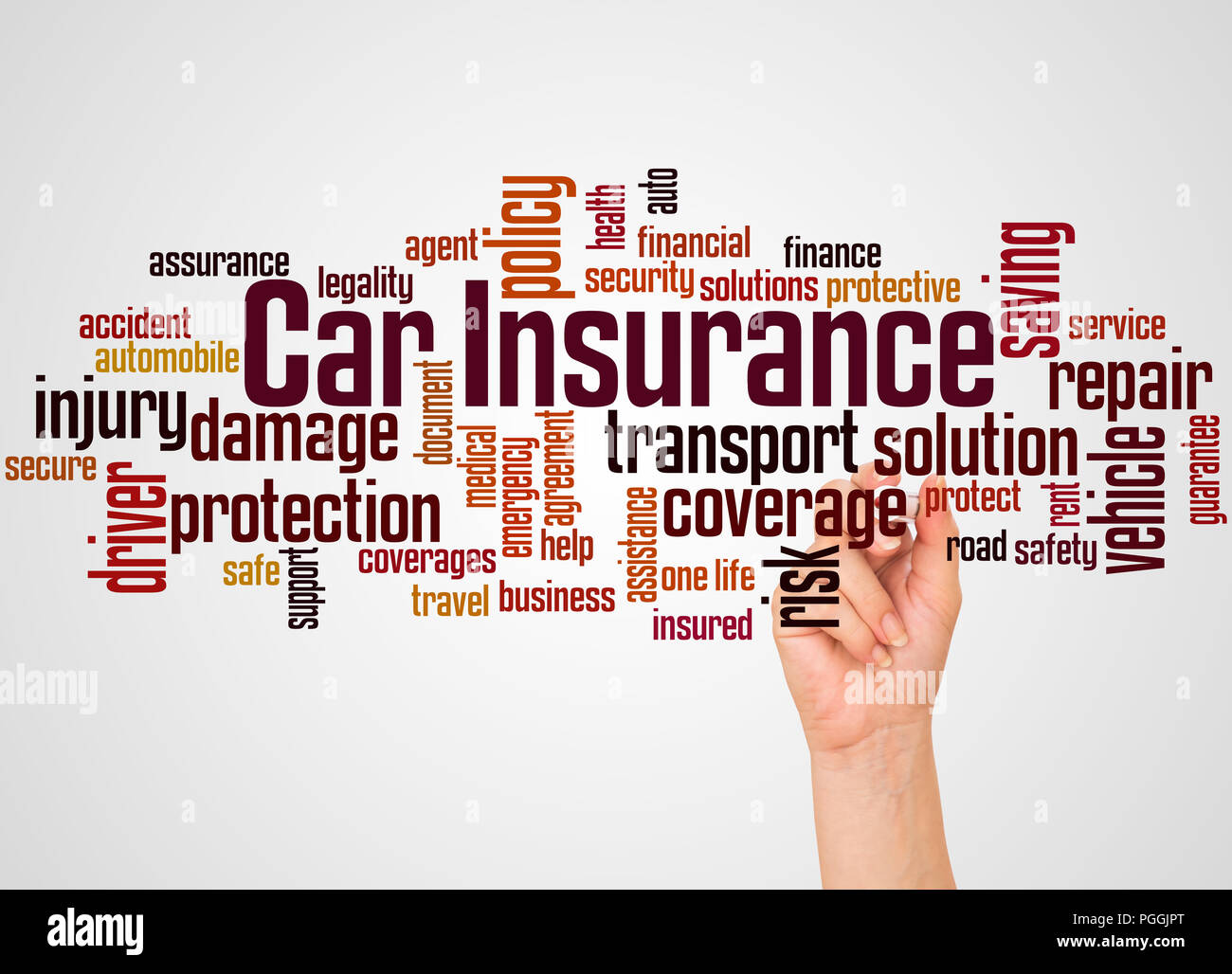 Car insurance word cloud and hand with marker concept on gradient ...