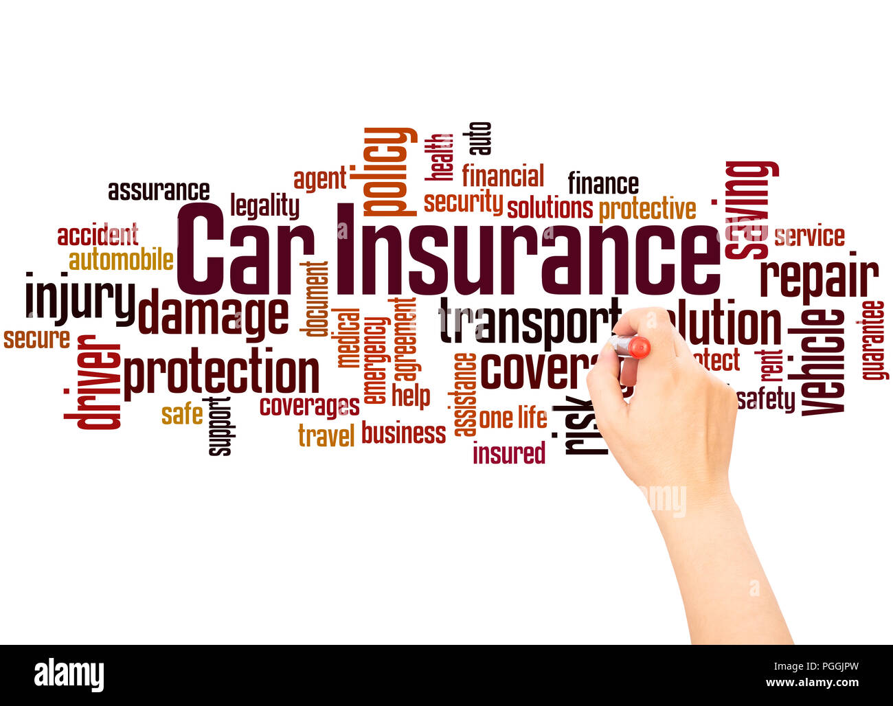Car insurance word cloud and hand writing concept on gradient ...