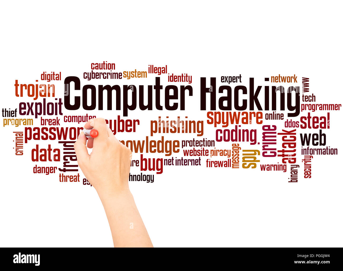 Computer hacking word cloud and hand writing concept on gradient ...