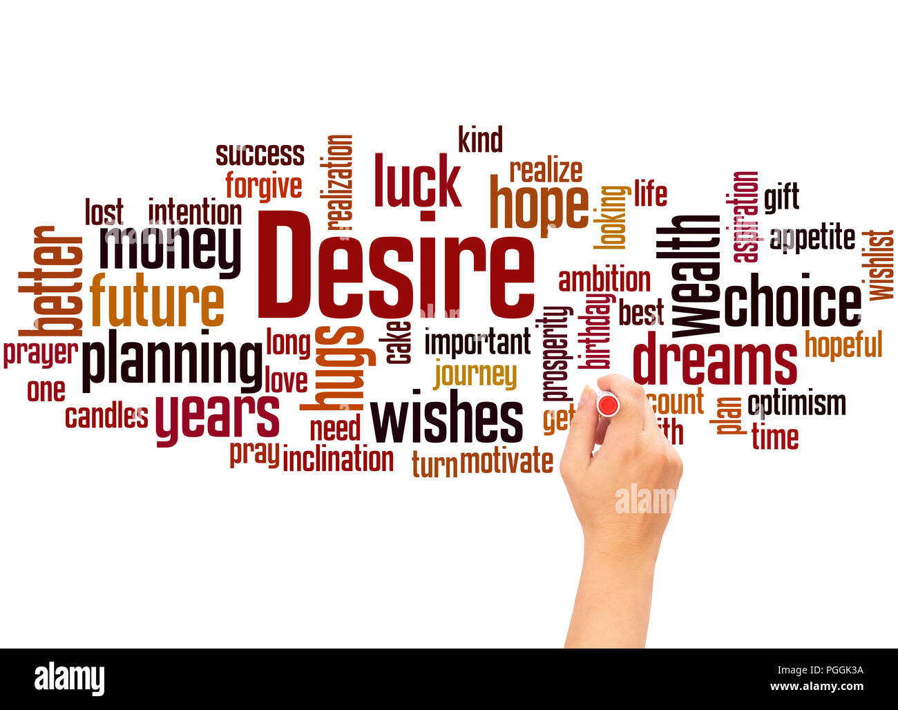 Desire word cloud and hand writing concept on white background Stock ...