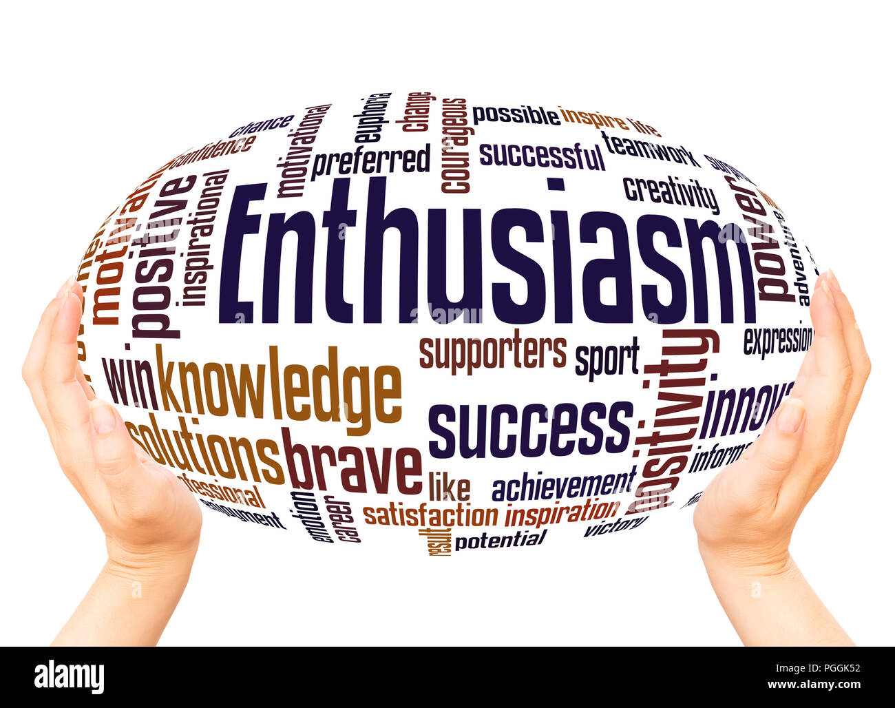 Enthusiasm word cloud hand sphere concept on white background Stock ...