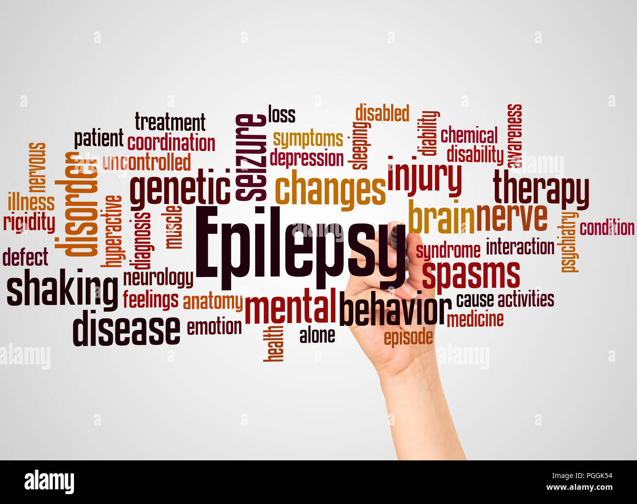 Epilepsy word cloud and hand with marker concept on gradient background ...