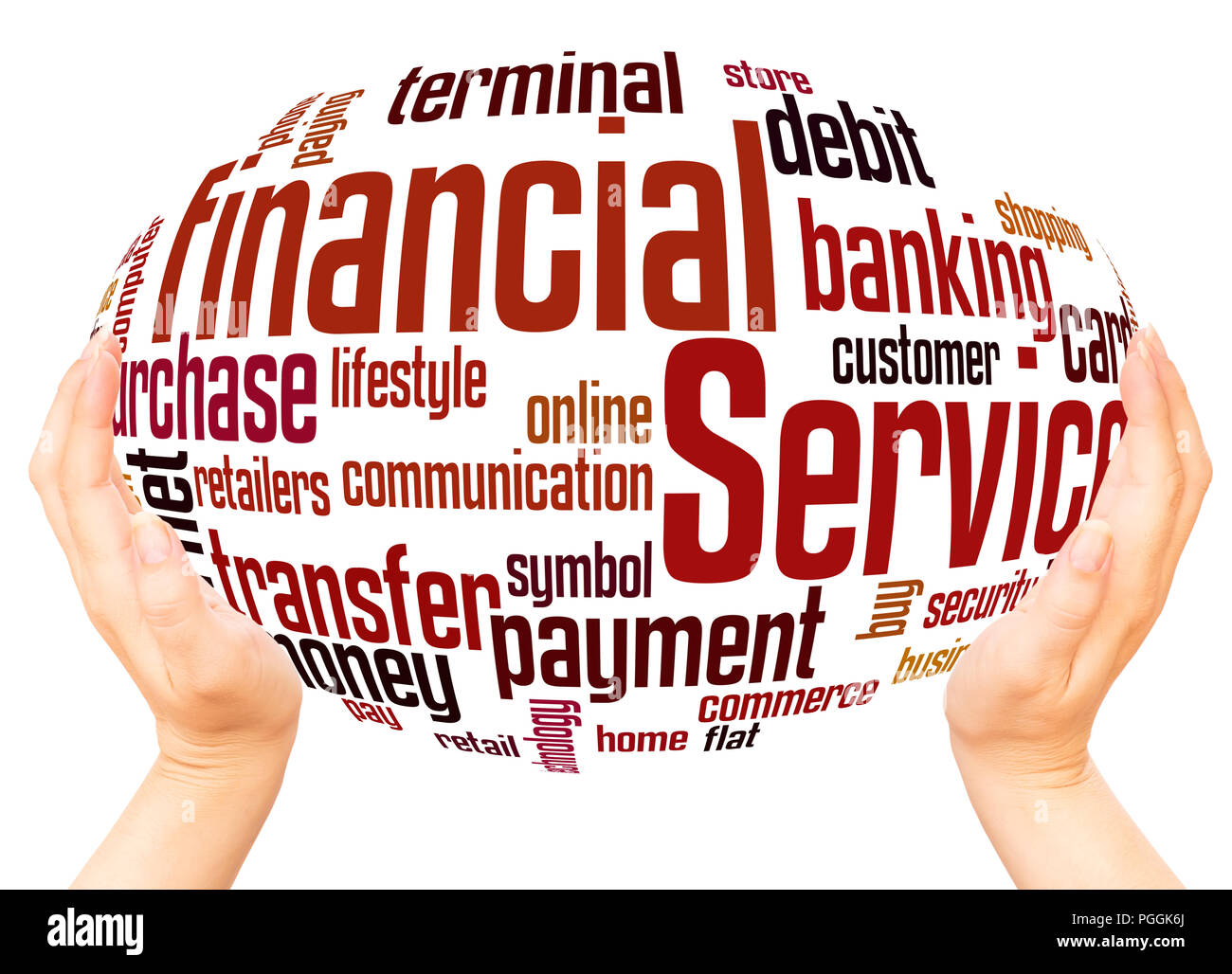 Financial Services word cloud hand sphere concept on white background ...