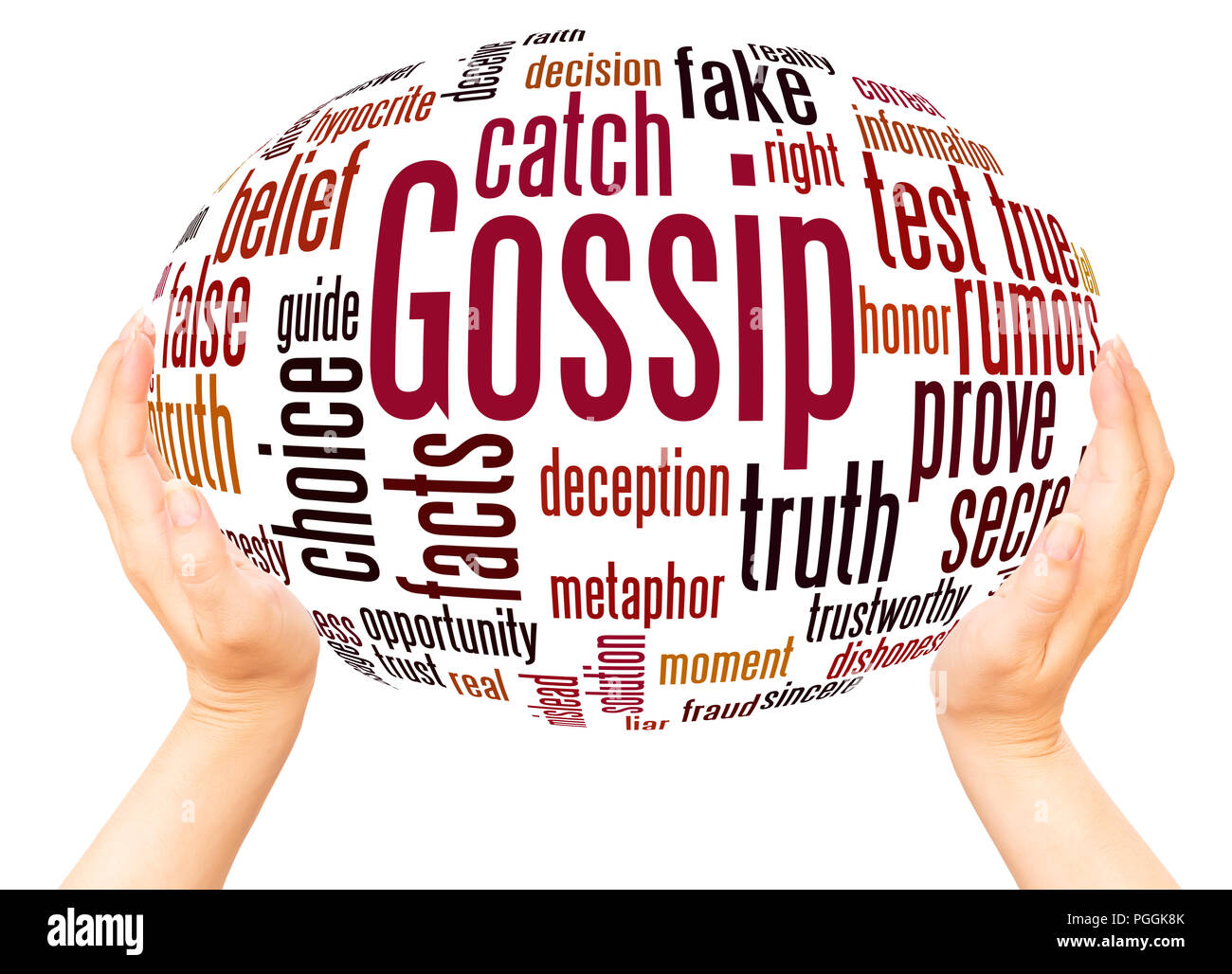 Gossip word cloud hand sphere concept on white background Stock Photo ...
