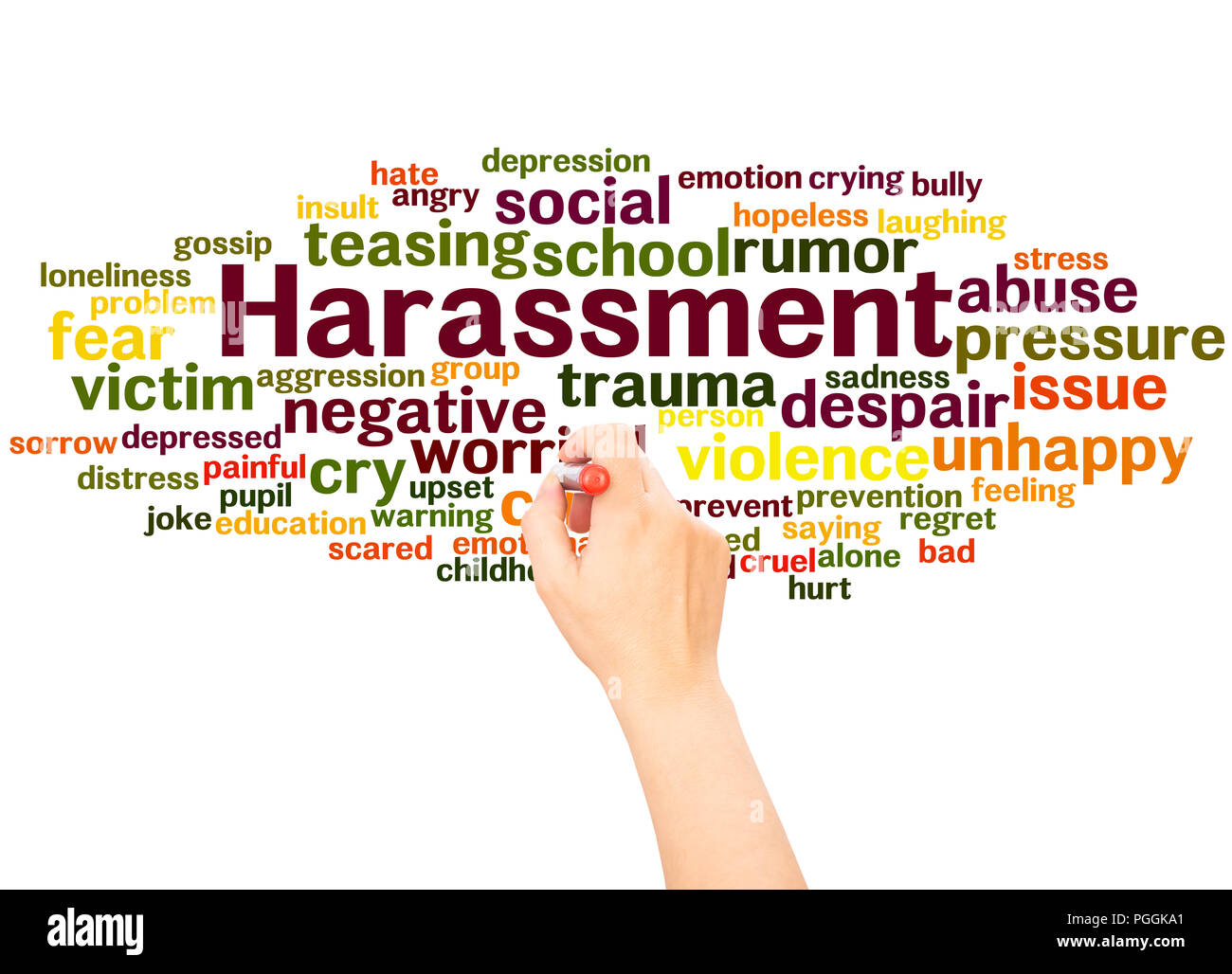 Harassment word cloud hand writing concept on white background Stock ...