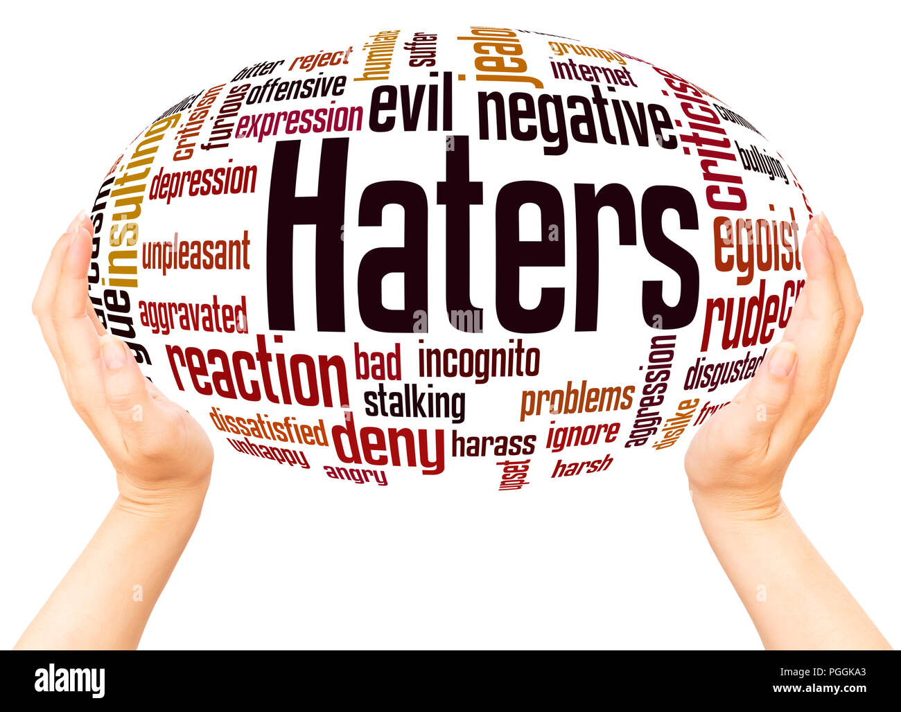 Haters word cloud hand sphere concept on white background Stock Photo ...