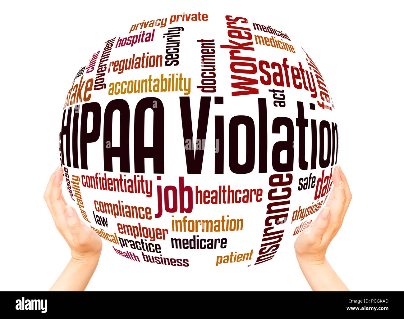 HIPAA violation word cloud sphere concept on white background Stock ...