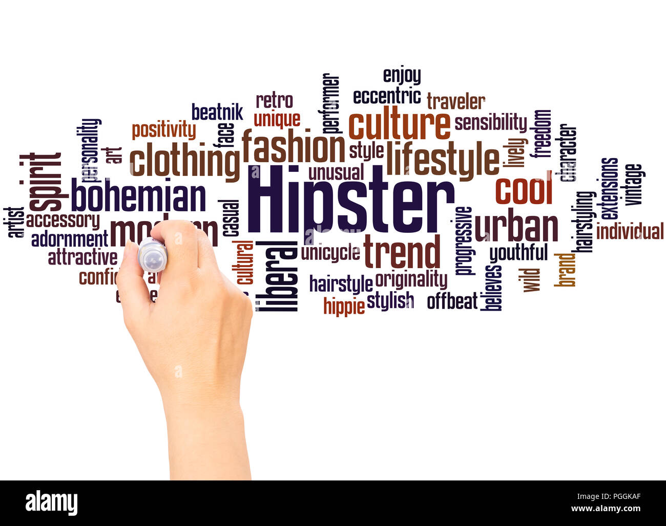 Hipster word cloud hand writing concept on white background Stock Photo ...