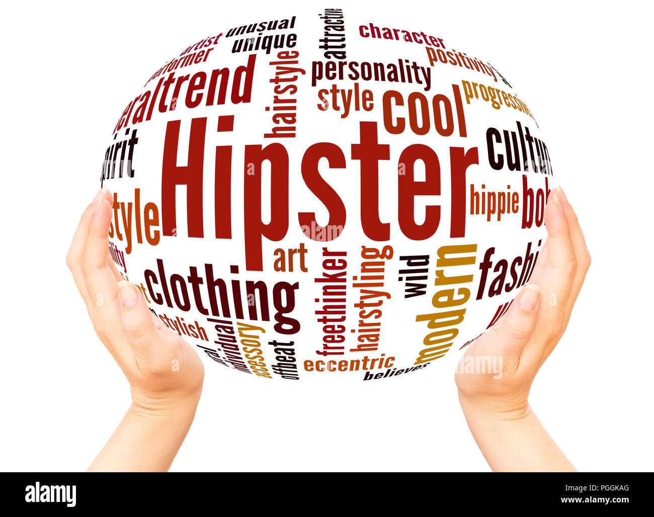 Hipster word cloud sphere concept on white background Stock Photo - Alamy