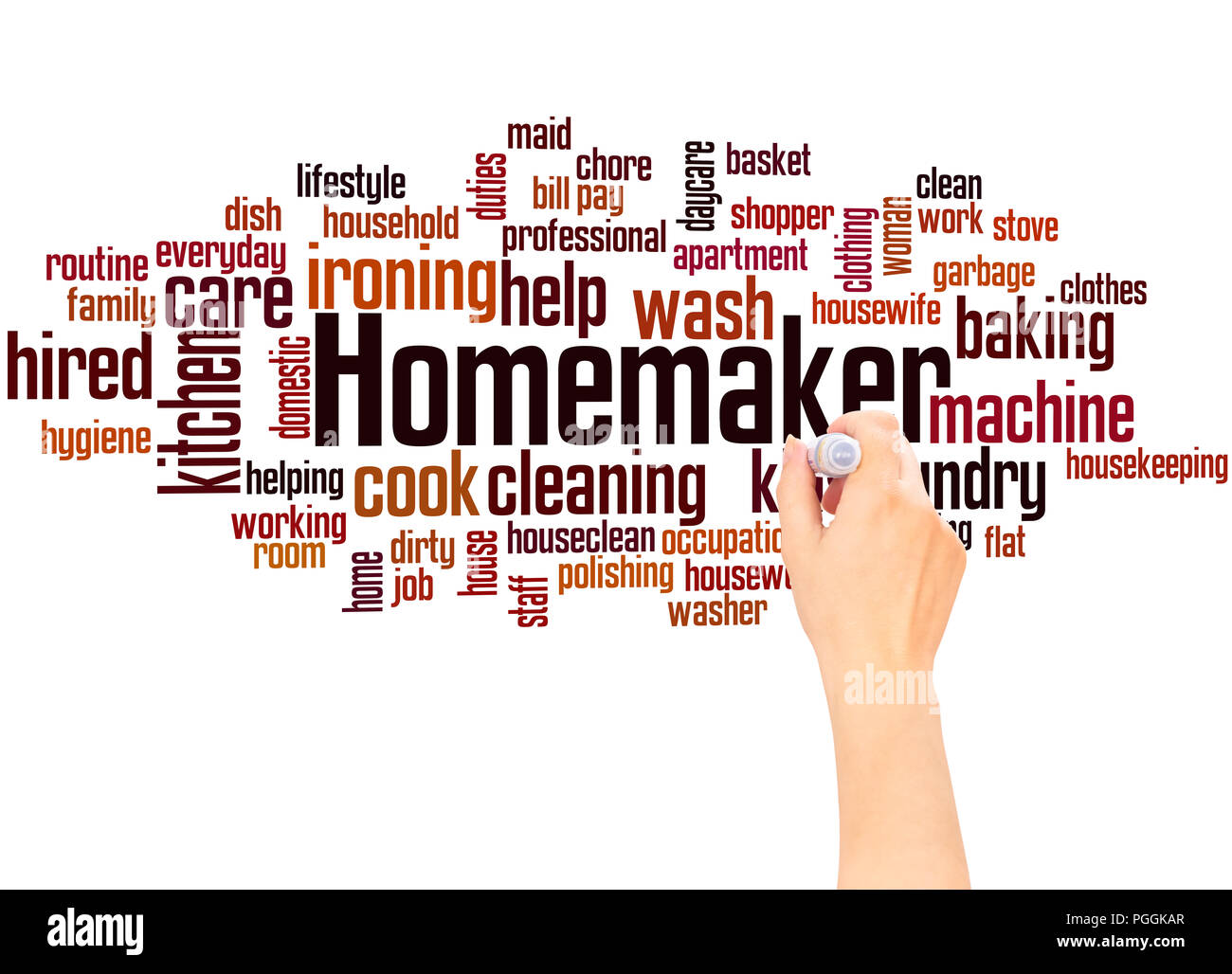 Homemaker word cloud and hand writing concept on gradient background ...