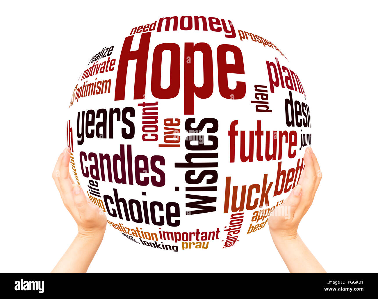Hope word cloud sphere concept on white background Stock Photo - Alamy