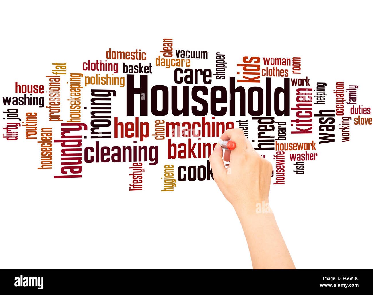 Household word cloud and hand writing concept on white background Stock ...