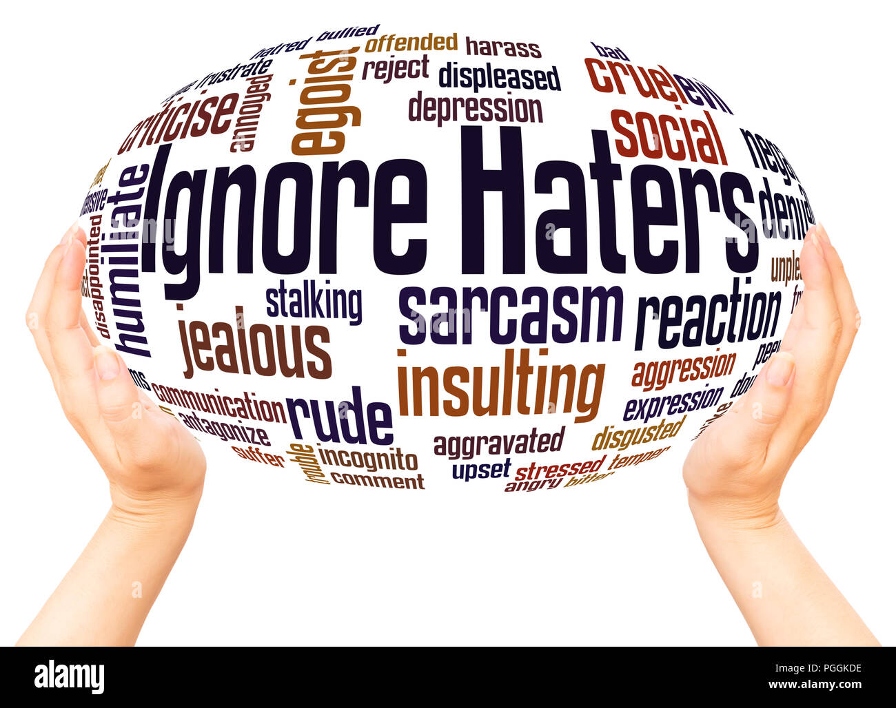 Ignore haters word cloud hand sphere concept on white background Stock ...