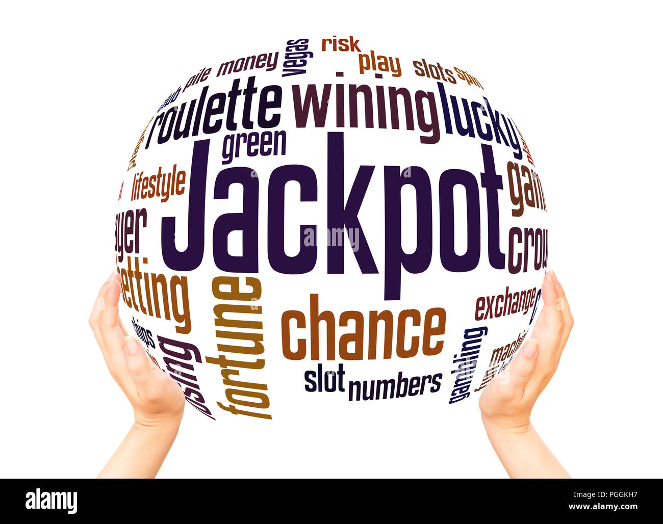Jackpot word cloud sphere concept on white background Stock Photo - Alamy