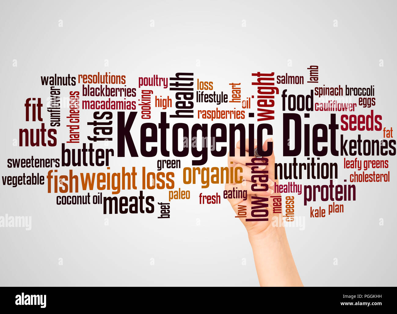 Ketogenic diet word cloud and hand with marker concept on white ...