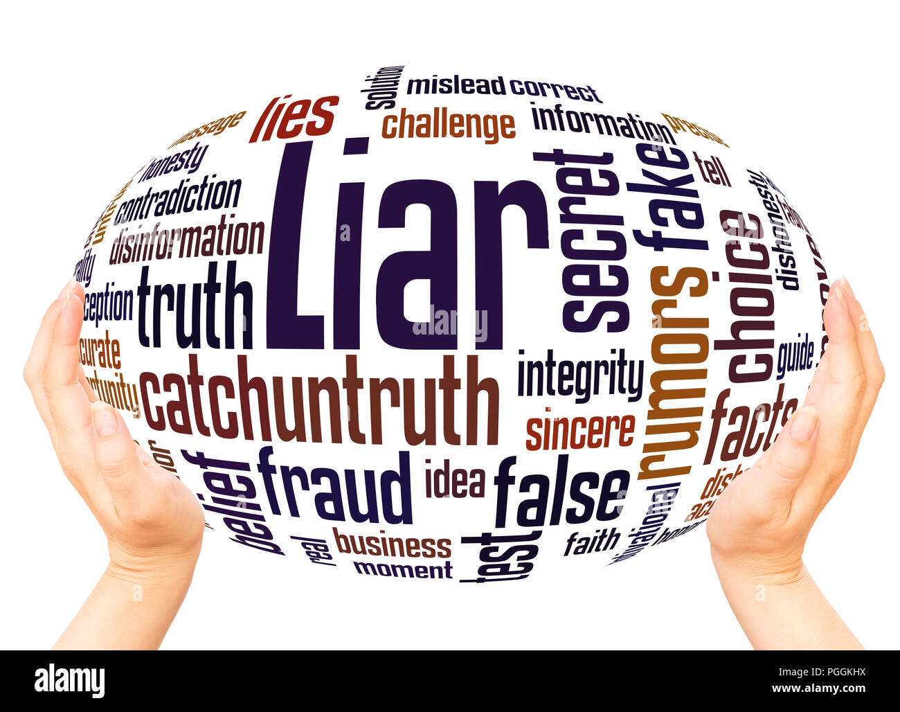 Liar word cloud hand sphere concept on white background Stock Photo - Alamy