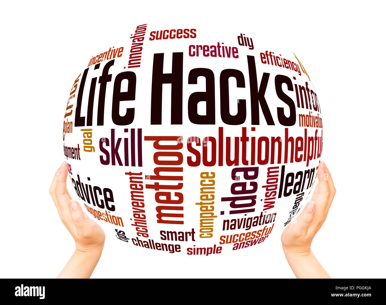 Life hacks word cloud concept on white background Stock Photo - Alamy