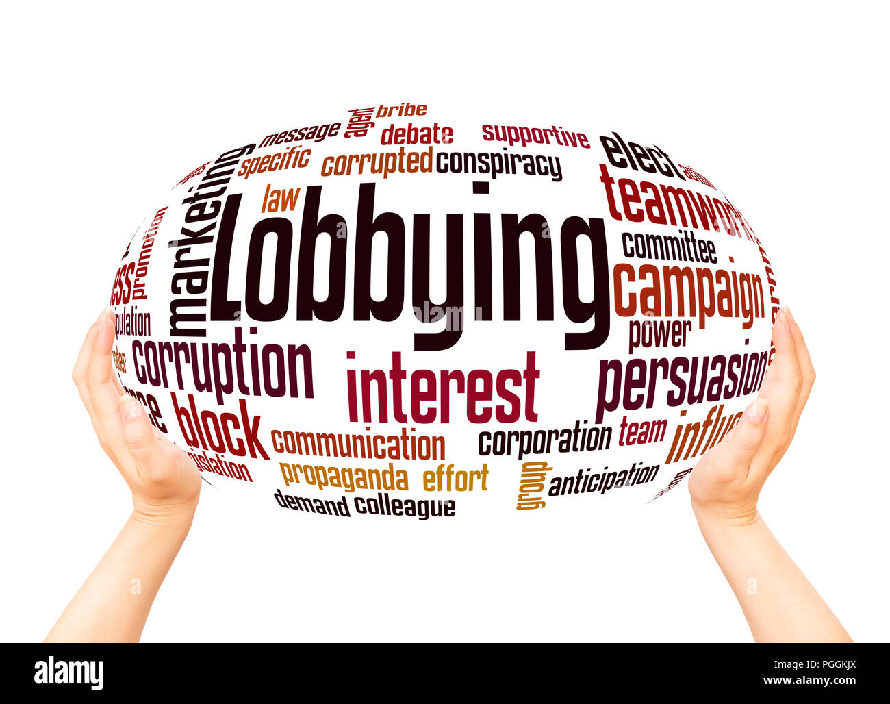 Lobbying word cloud sphere concept on white background Stock Photo - Alamy
