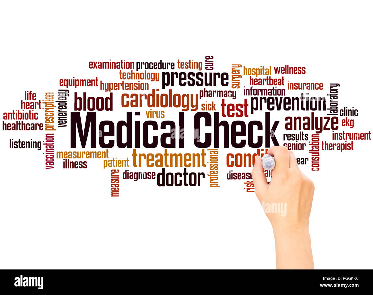 Medical check word cloud and hand writing concept on white background ...