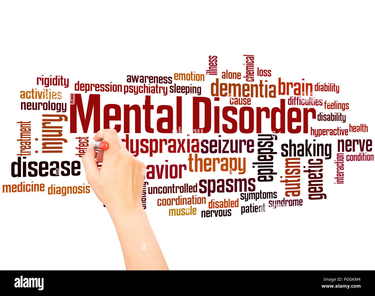 Mental disorder word cloud and hand writing concept on white background ...