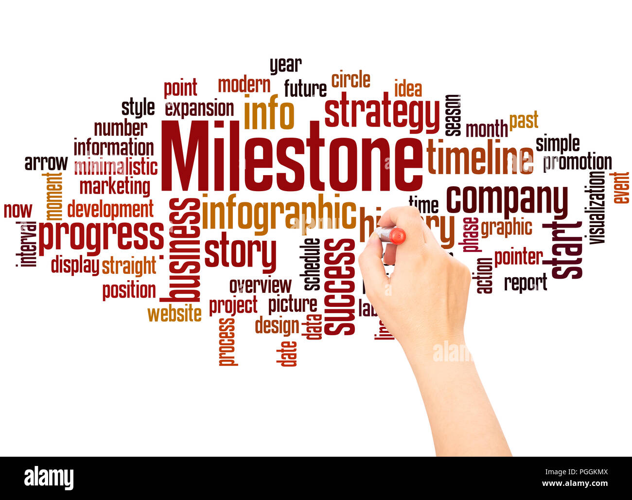 Milestone word cloud hand writing concept on white background Stock ...