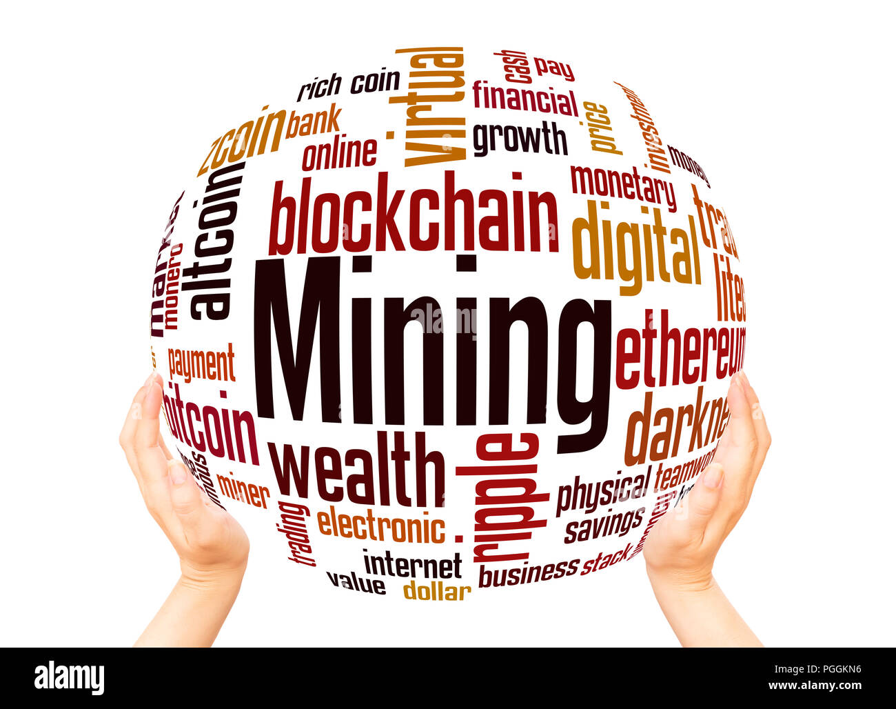 Mining word cloud sphere concept on white background Stock Photo - Alamy