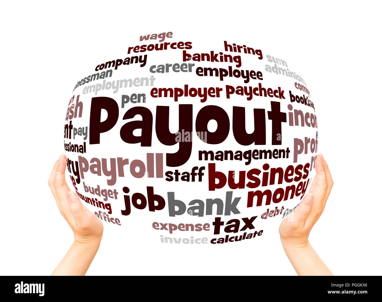 Payout word cloud sphere concept on white background Stock Photo - Alamy