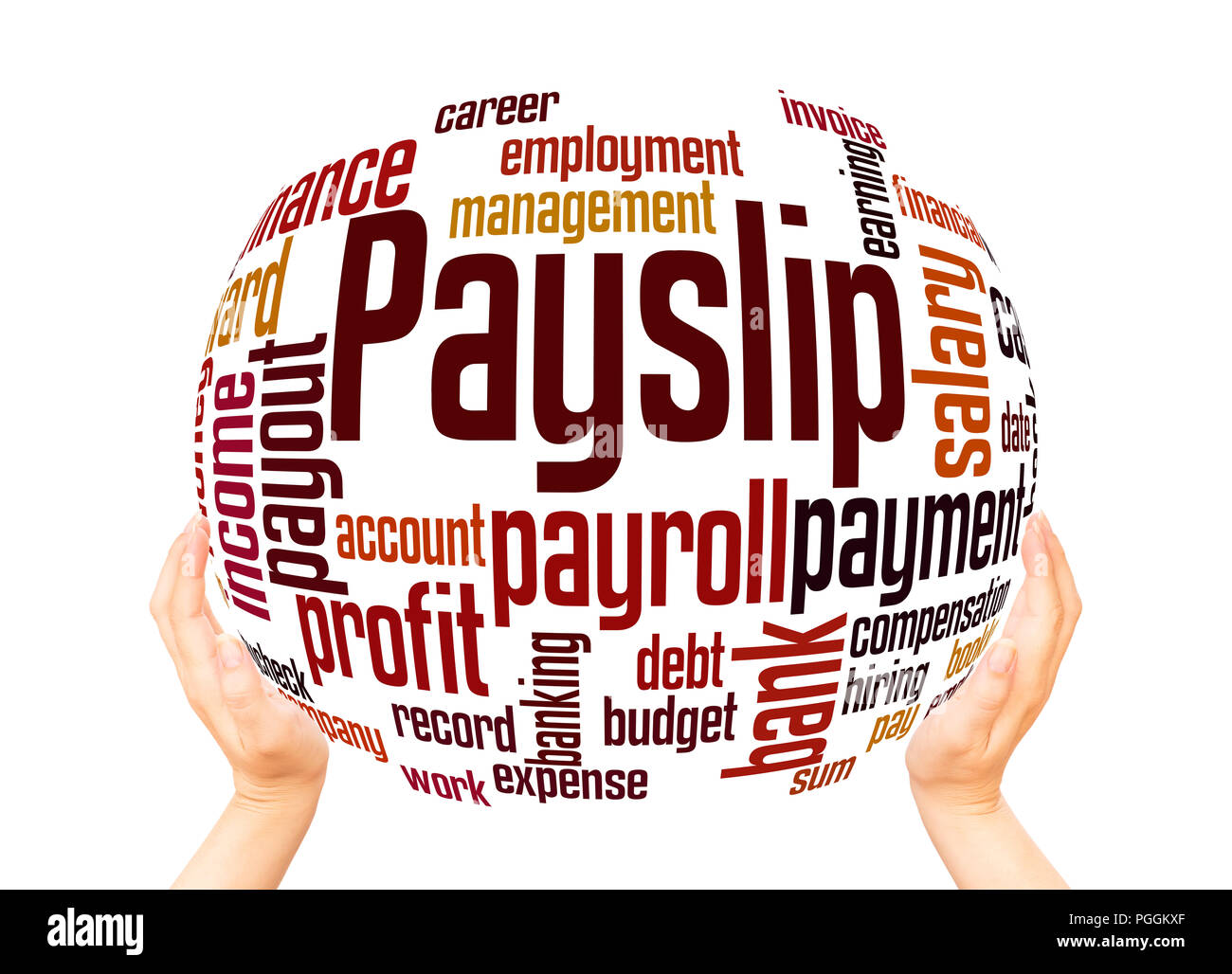 Payslip word cloud sphere concept on white background Stock Photo - Alamy