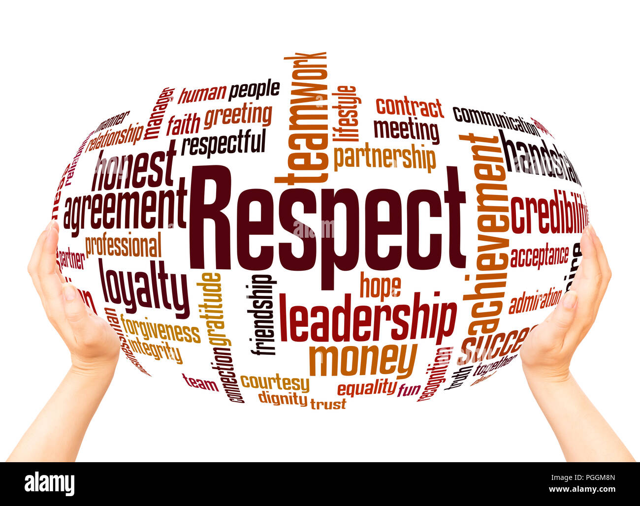 Respect word cloud hand sphere concept on white background Stock Photo ...