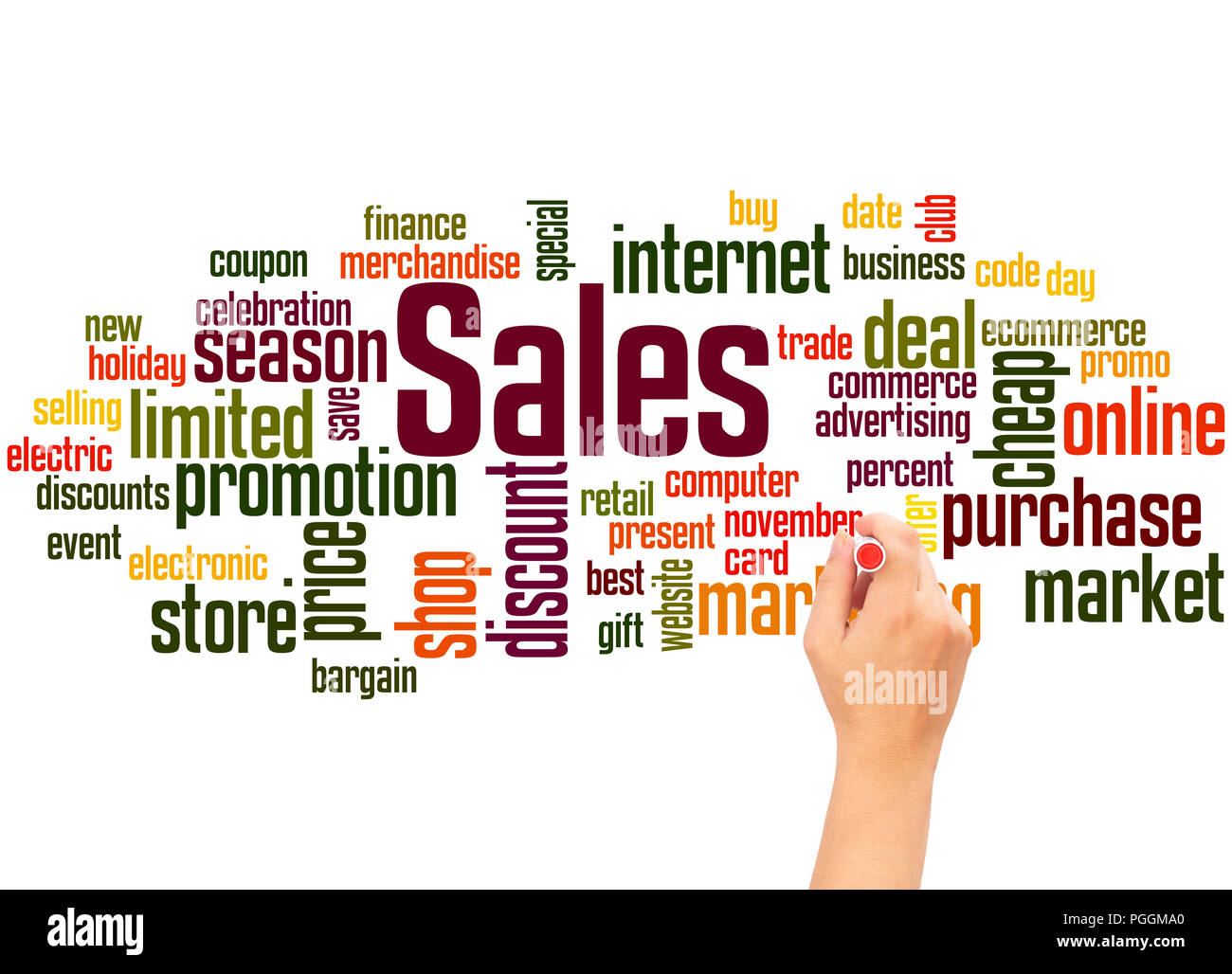 Sales word cloud hand writing concept on white background Stock Photo ...