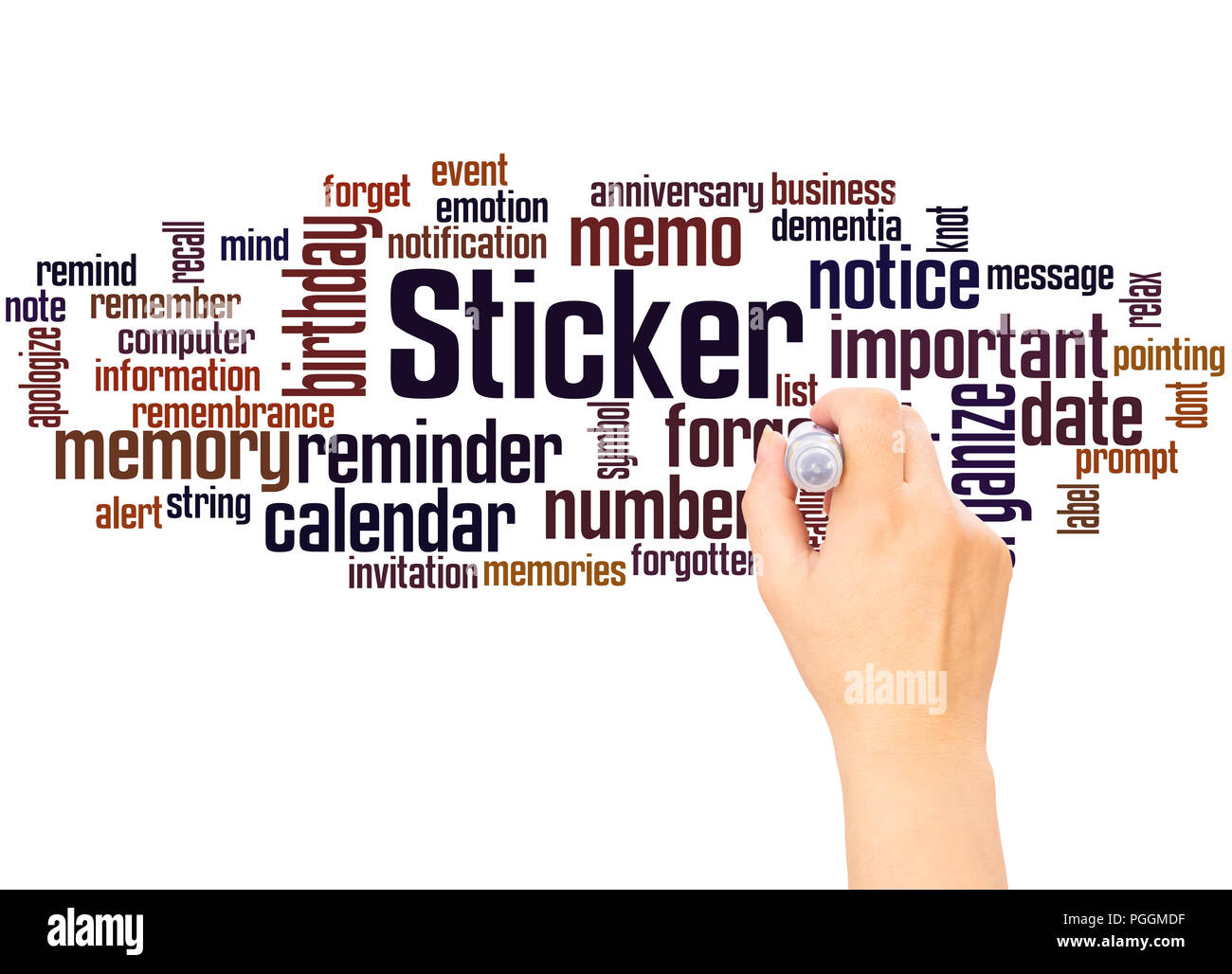 Sticker word cloud hand writing concept on white background Stock Photo ...