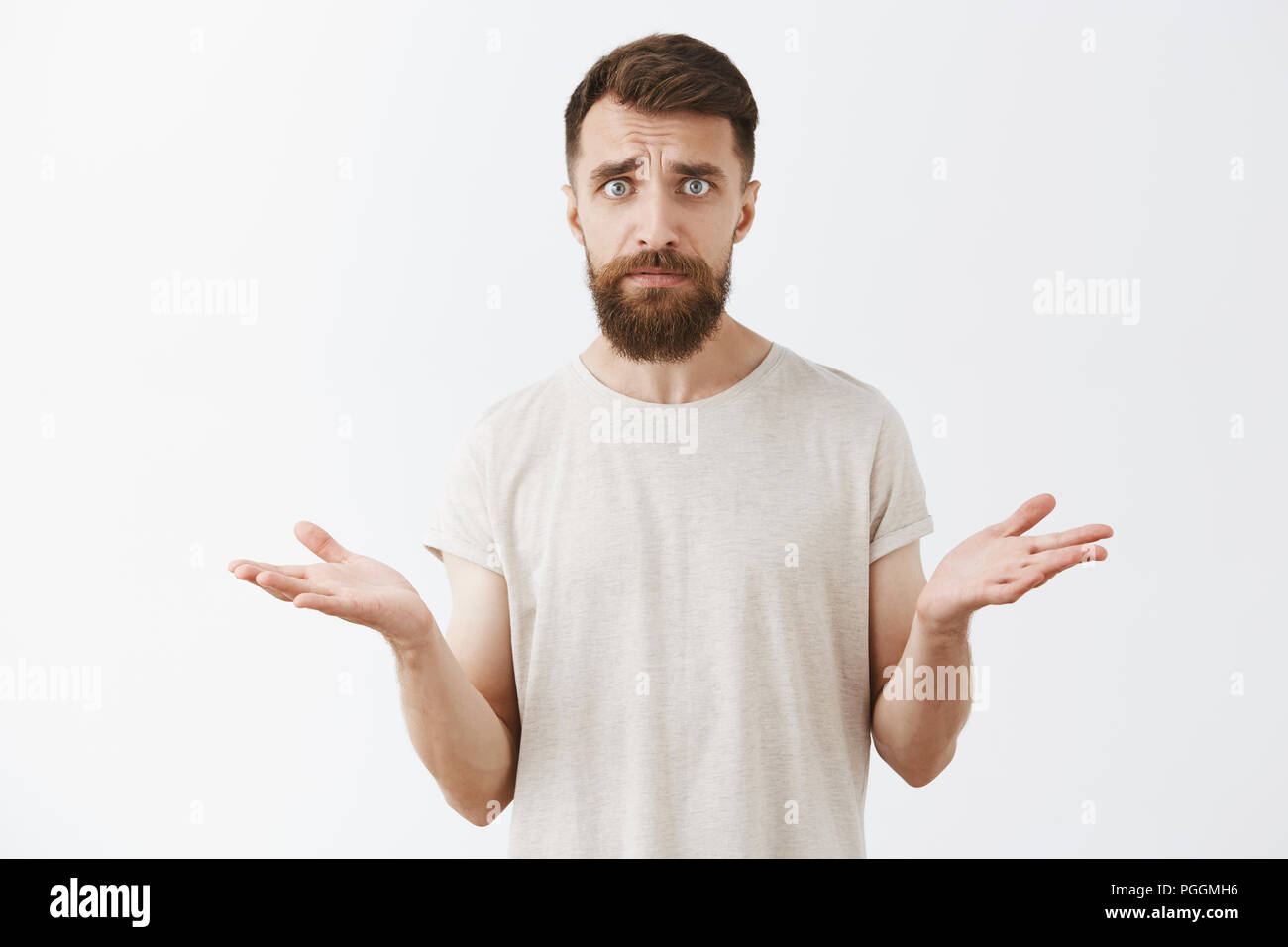 Dissatisfied intense and worried mature boyfriend with cool long beard ...