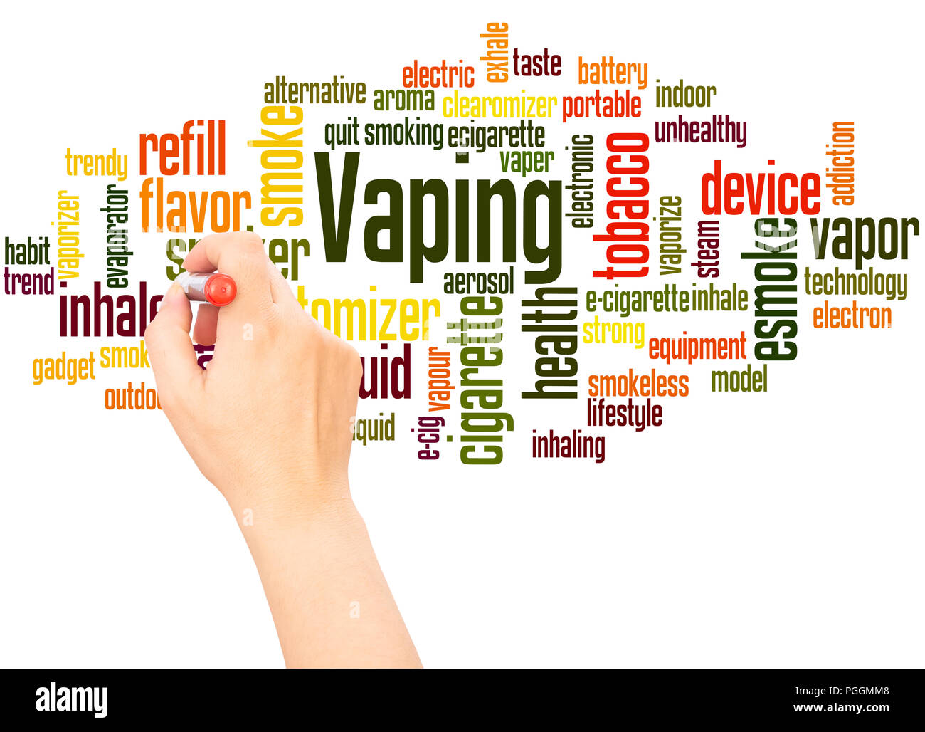 Vaping word cloud hand writing concept on gradient background Stock ...