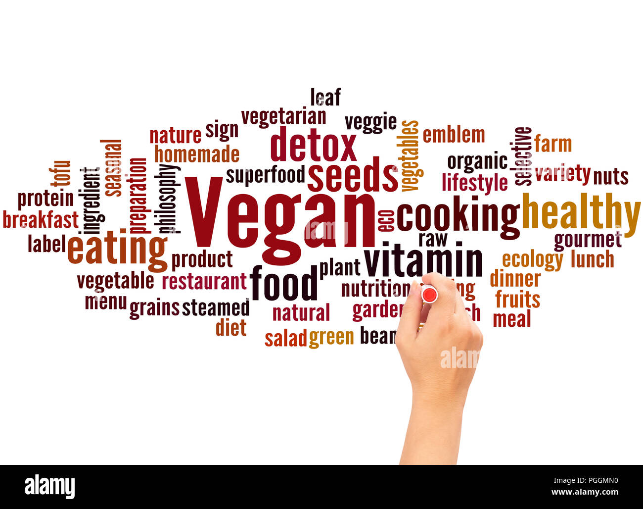 Vegan word cloud and hand writing concept on white background Stock ...
