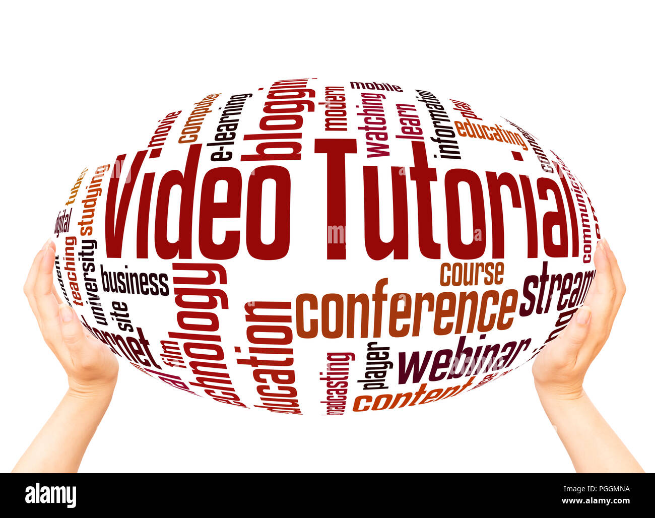Video tutorial word cloud hand sphere concept on white background Stock ...