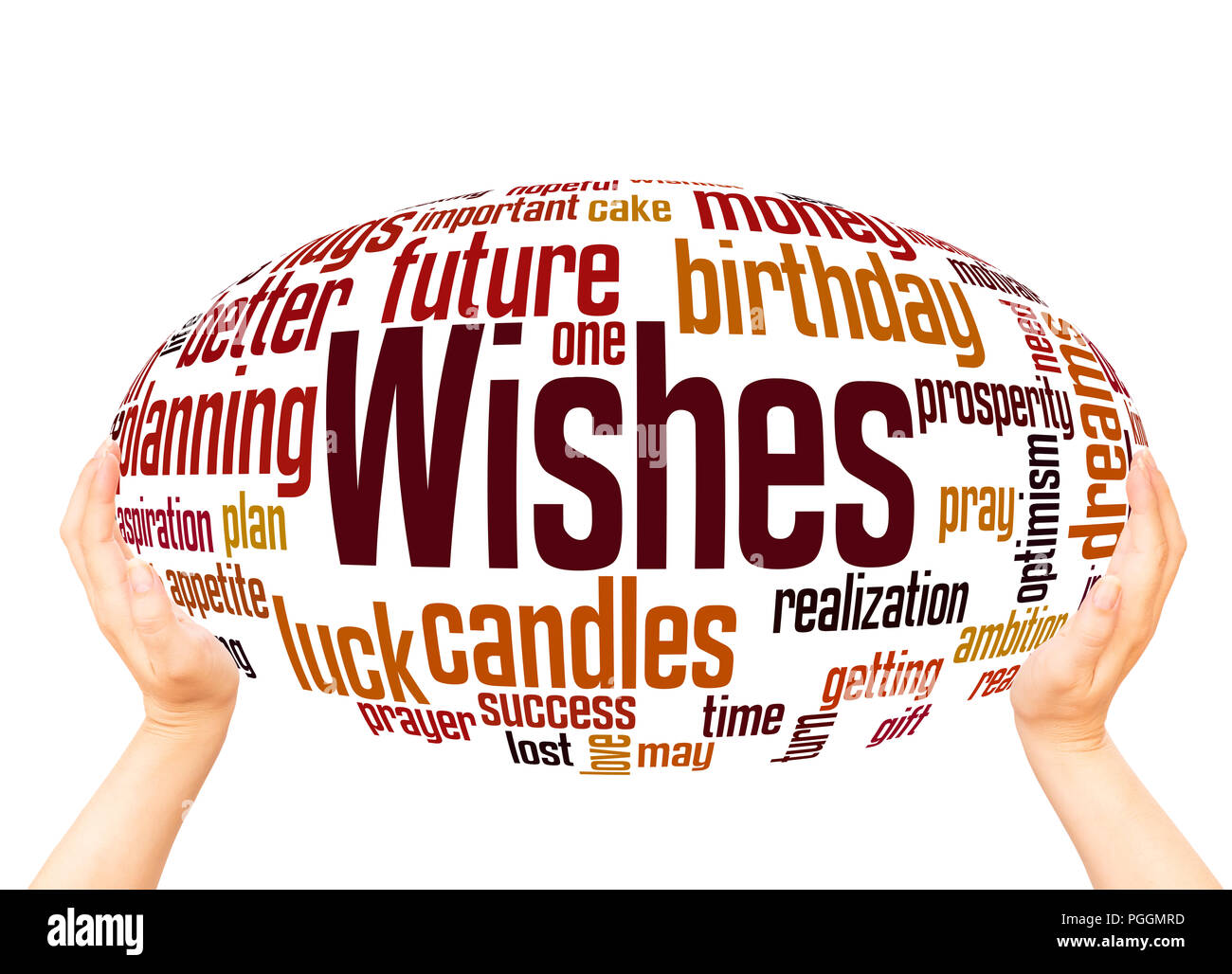 Wishes word cloud hand sphere concept on white background Stock Photo ...