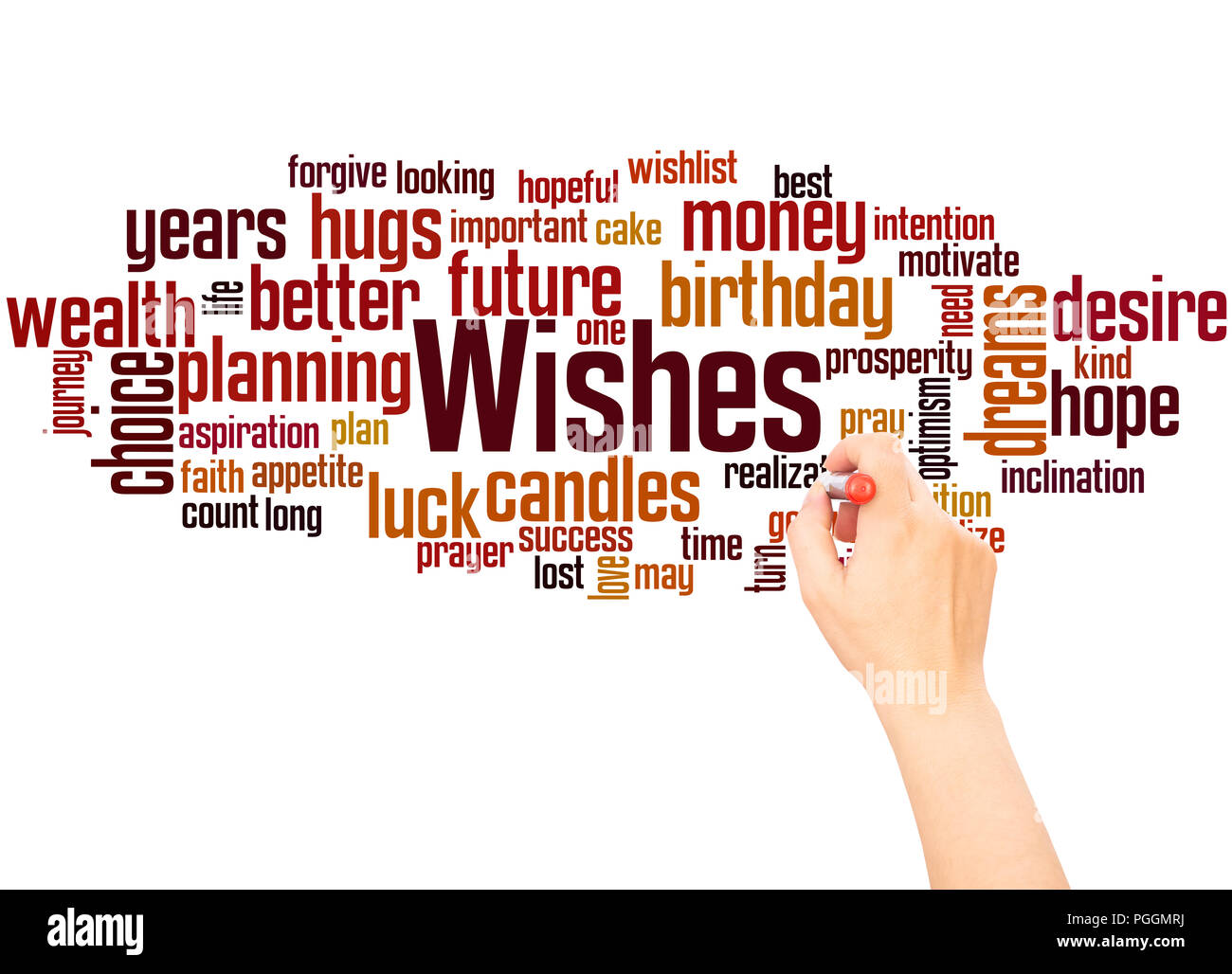 Wishes word cloud hand writing concept on white background Stock Photo ...