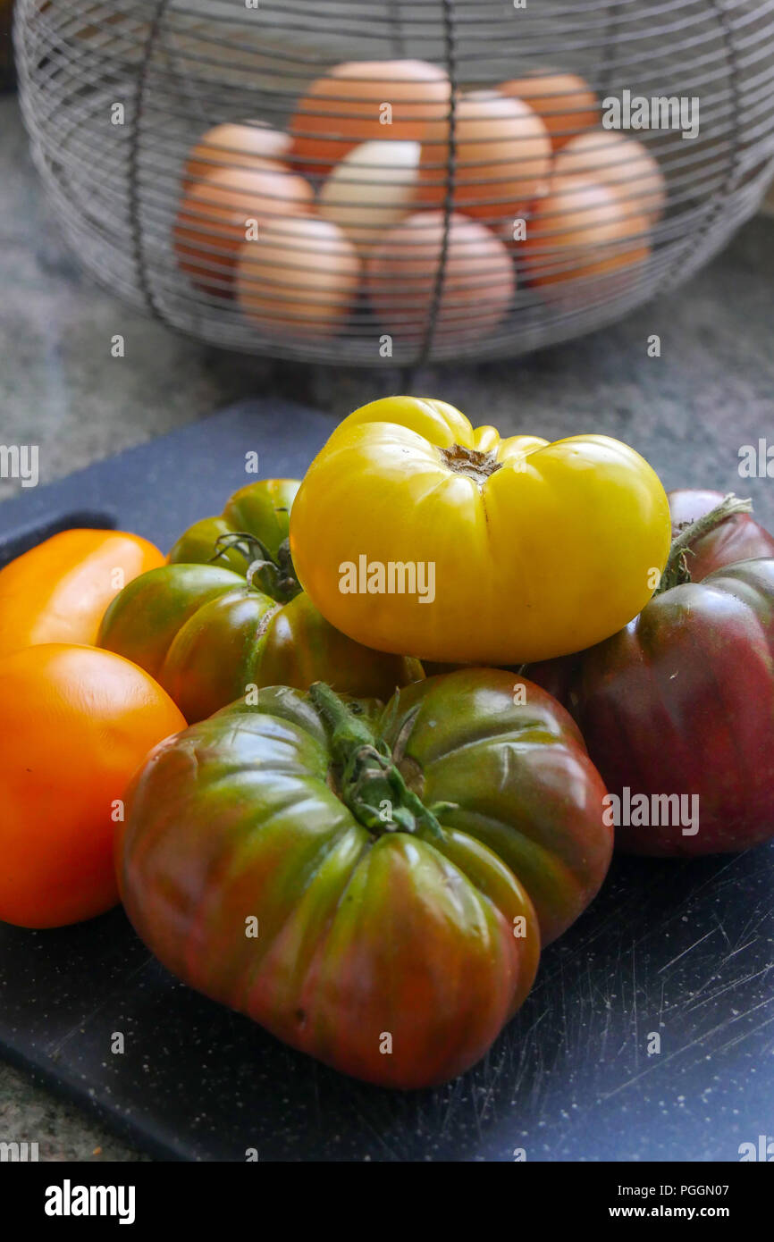 the different rustic tomatoes from the garden Stock Photo - Alamy