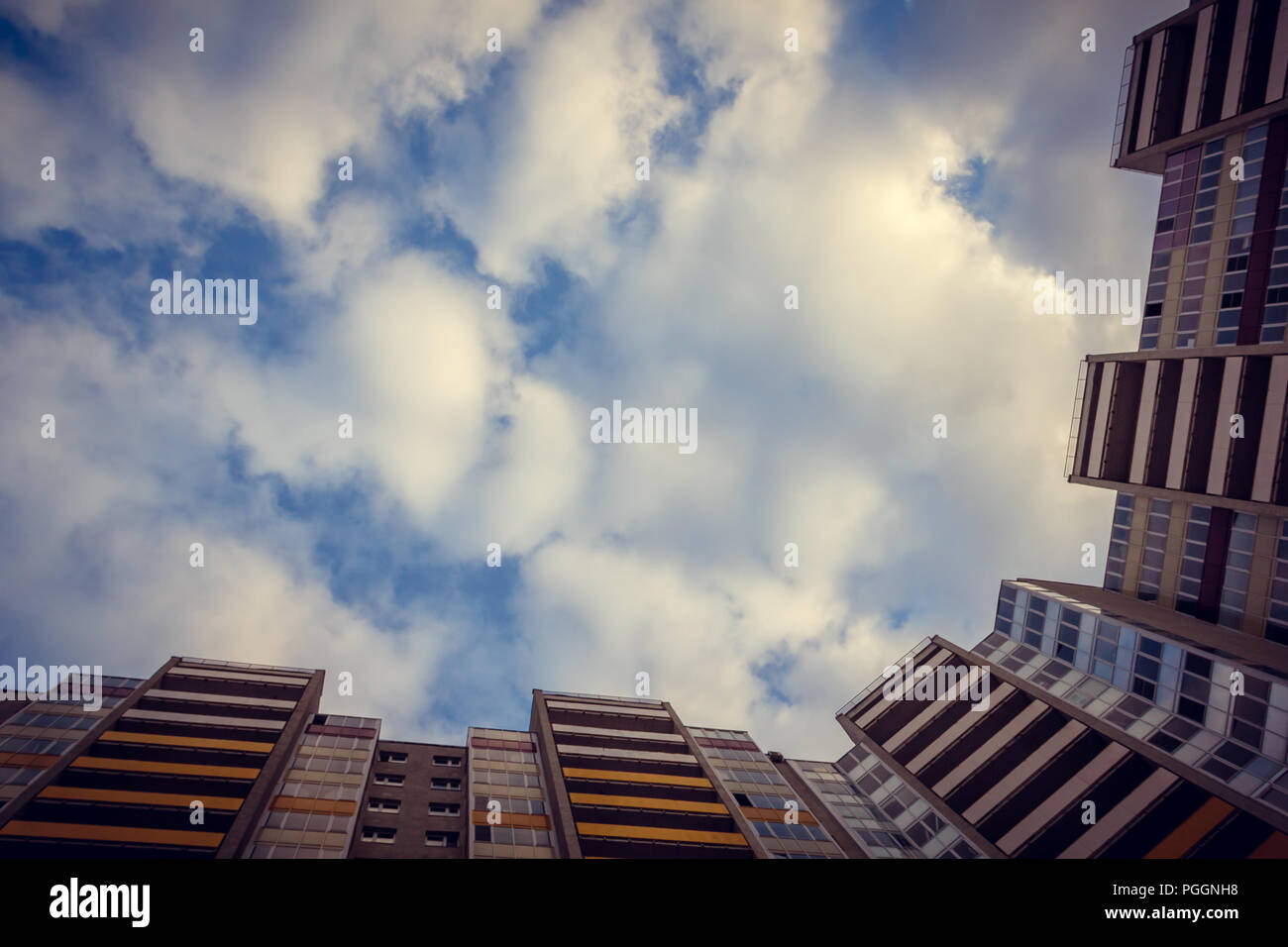 The windows of a high-rise multi-storey residential building. Buildings ...