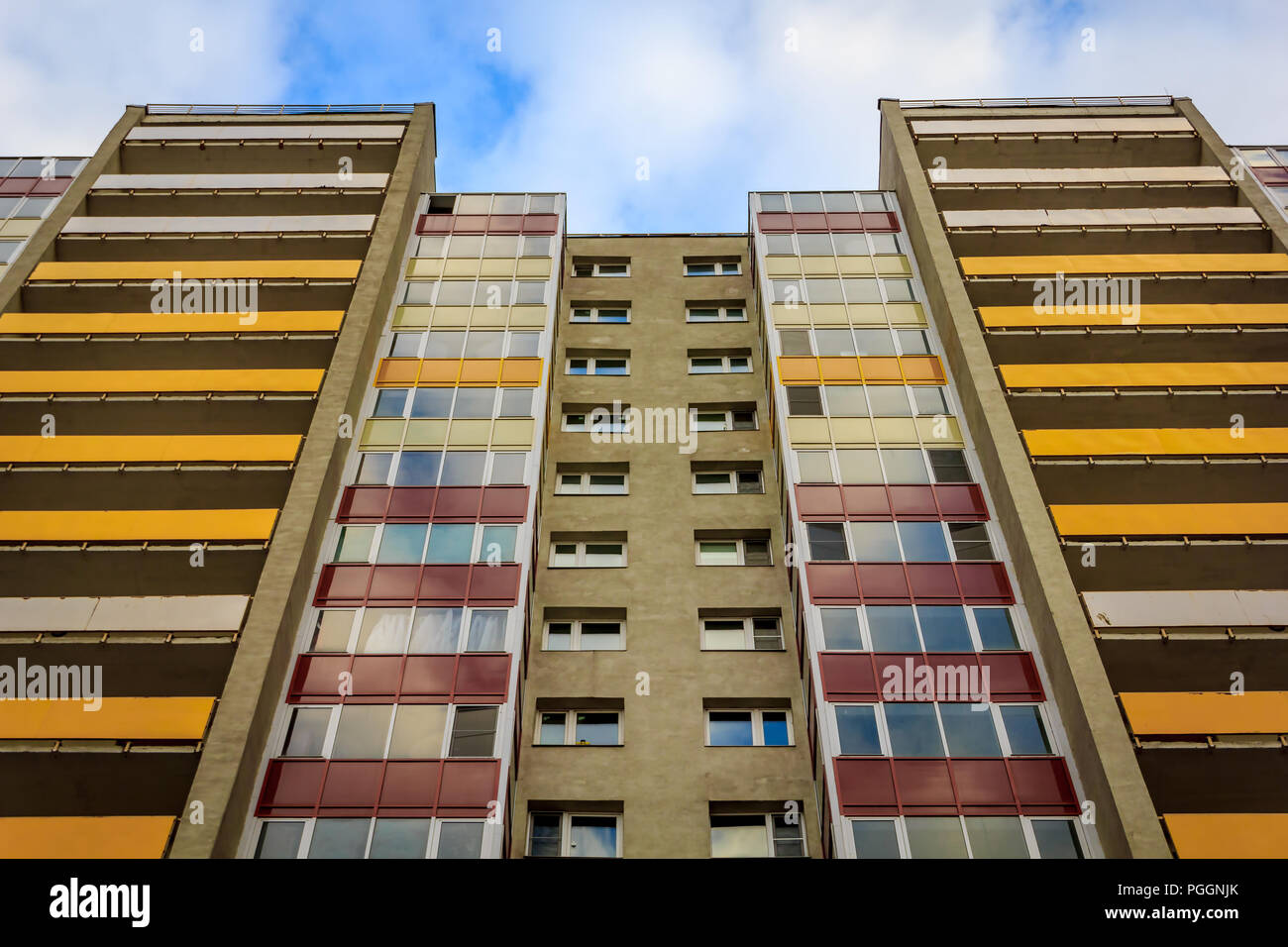 The windows of a high-rise multi-storey residential building. Buildings ...