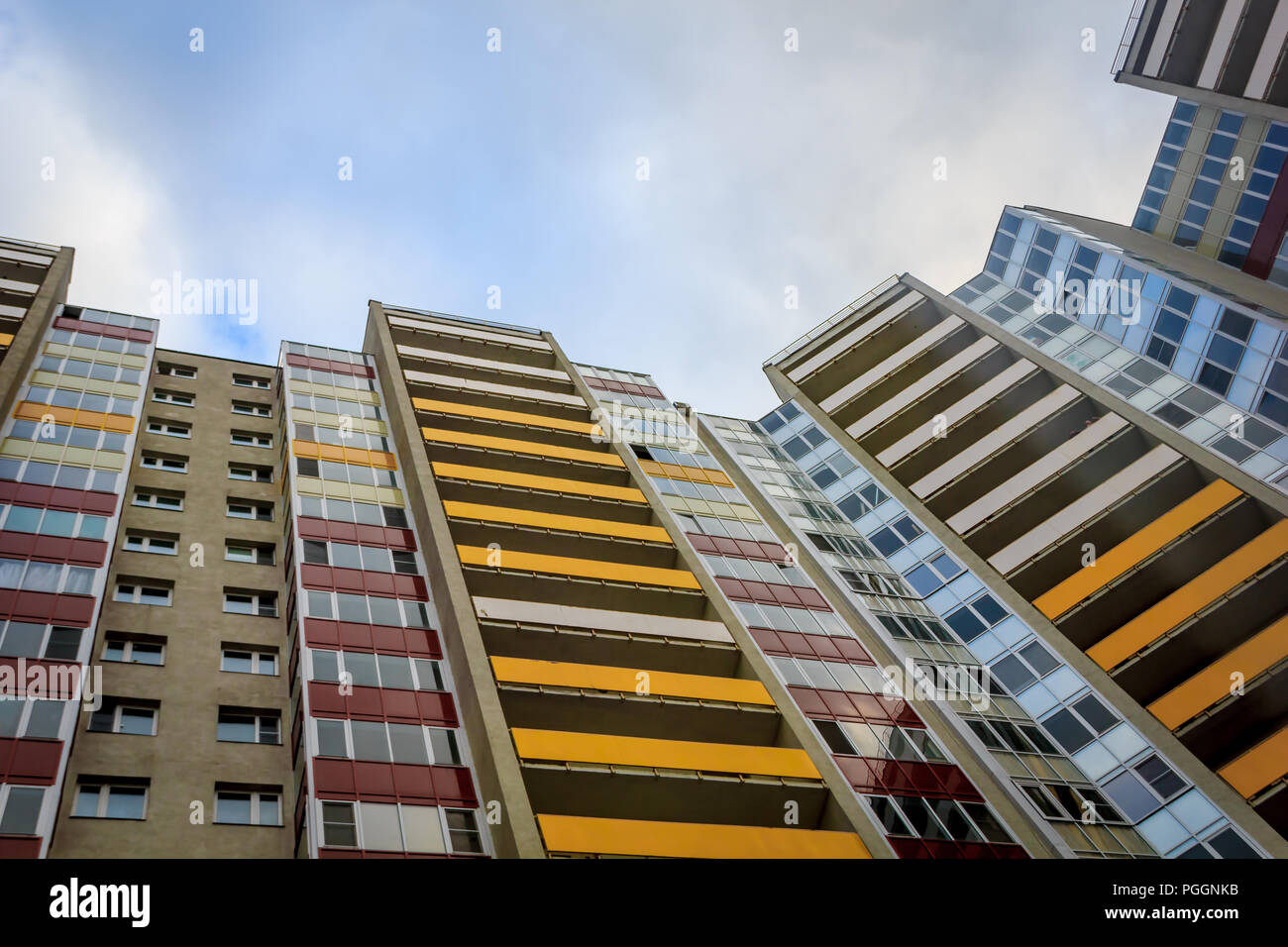 The windows of a high-rise multi-storey residential building. Buildings ...
