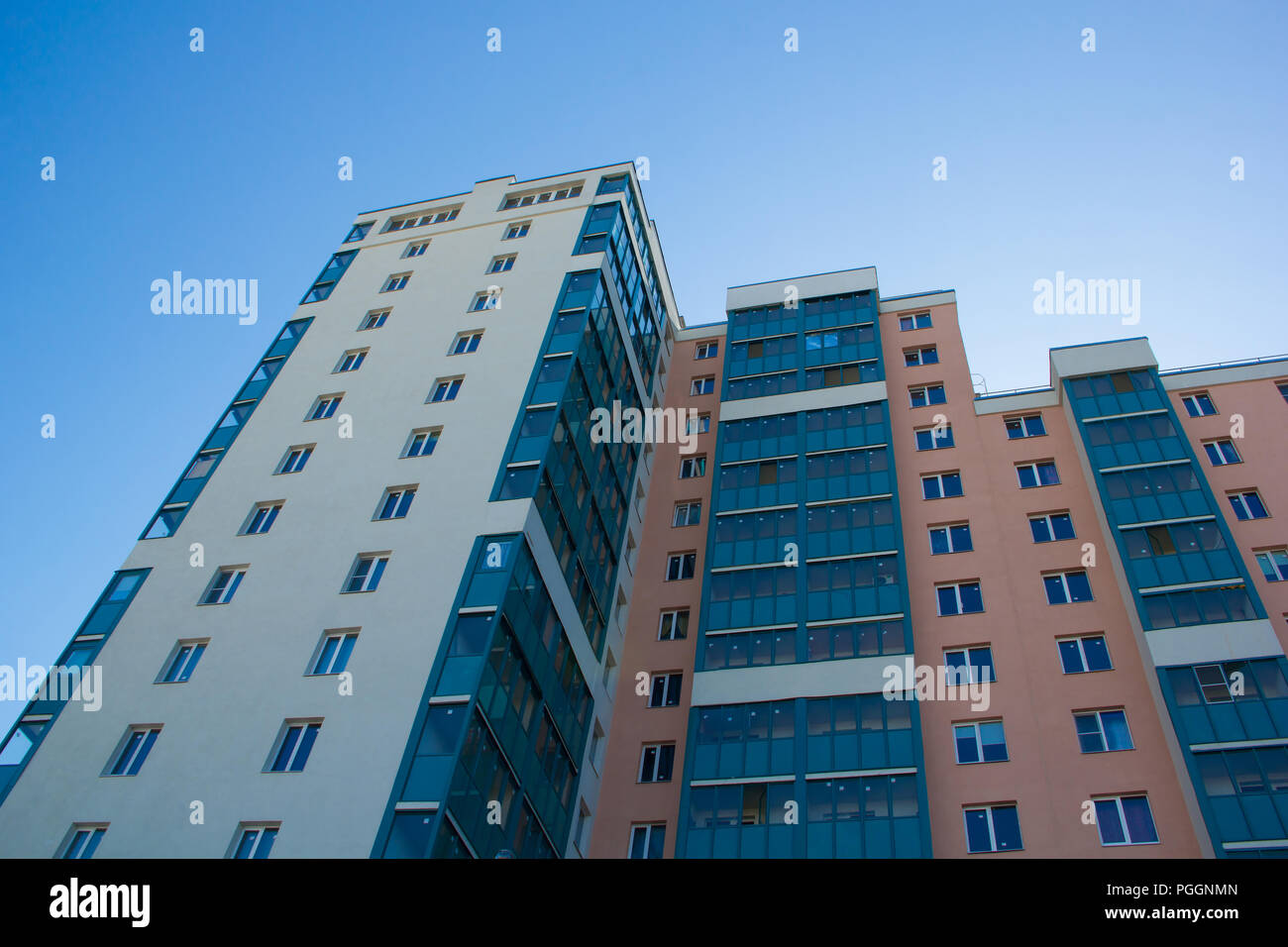 The windows of a high-rise multi-storey residential building. Buildings ...