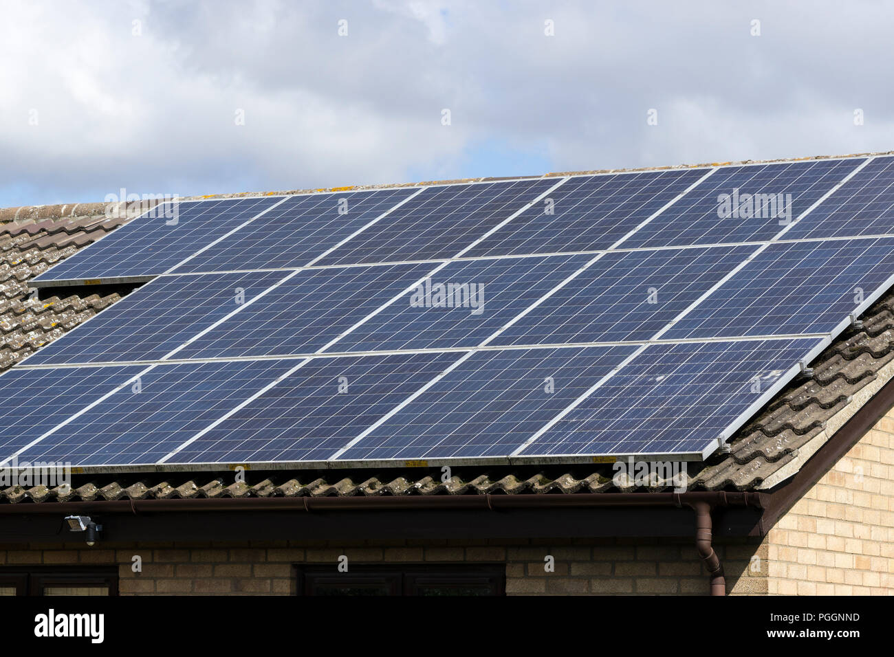 Solar panels on roof generating electricity from sunlight Stock Photo ...