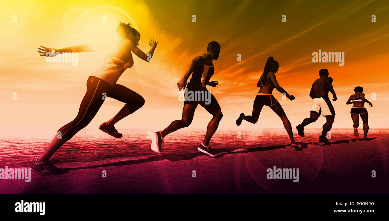 Athletes Running and Athlete Training for a Marathon Stock Photo - Alamy