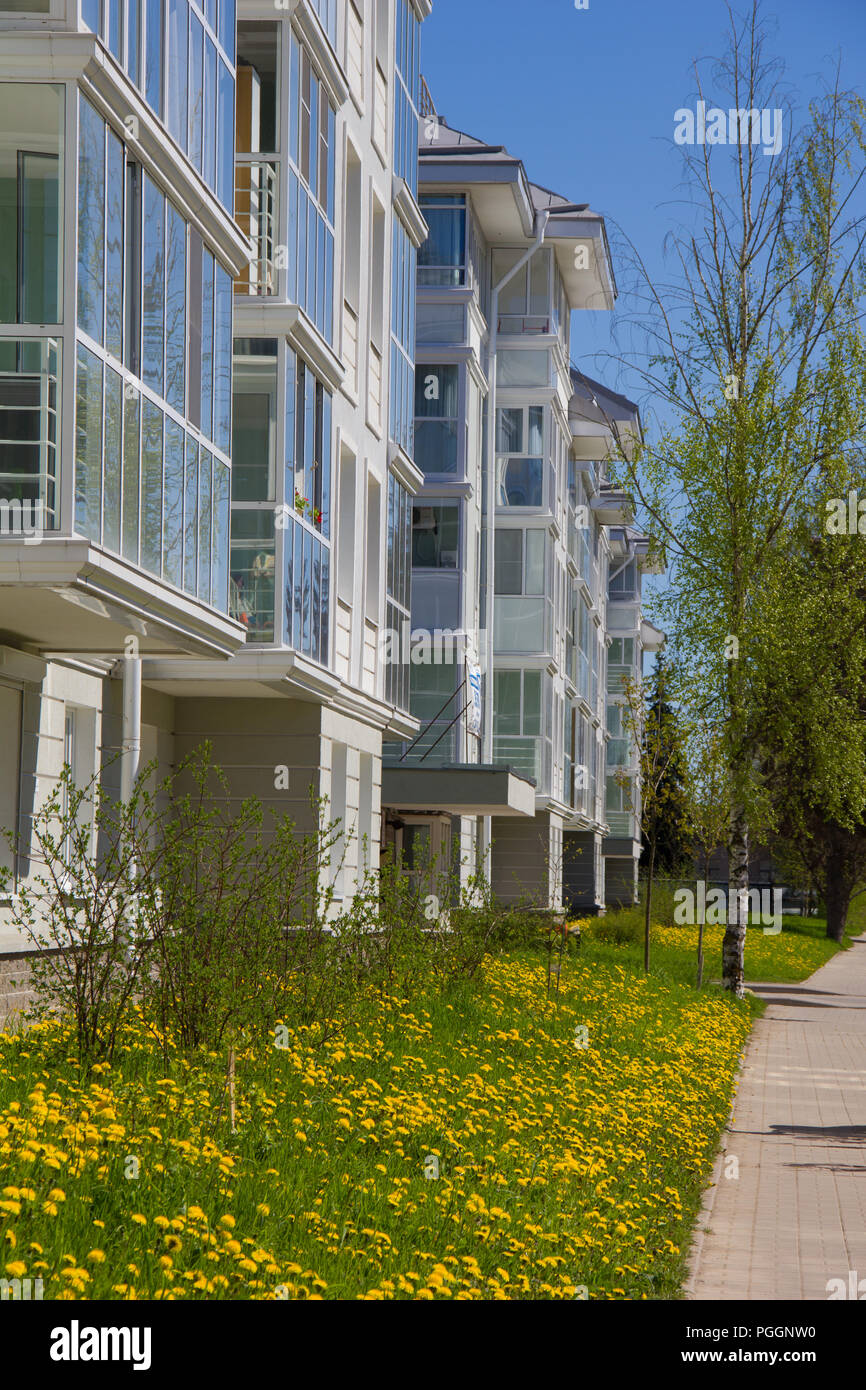 The windows of a high-rise multi-storey residential building. Buildings ...